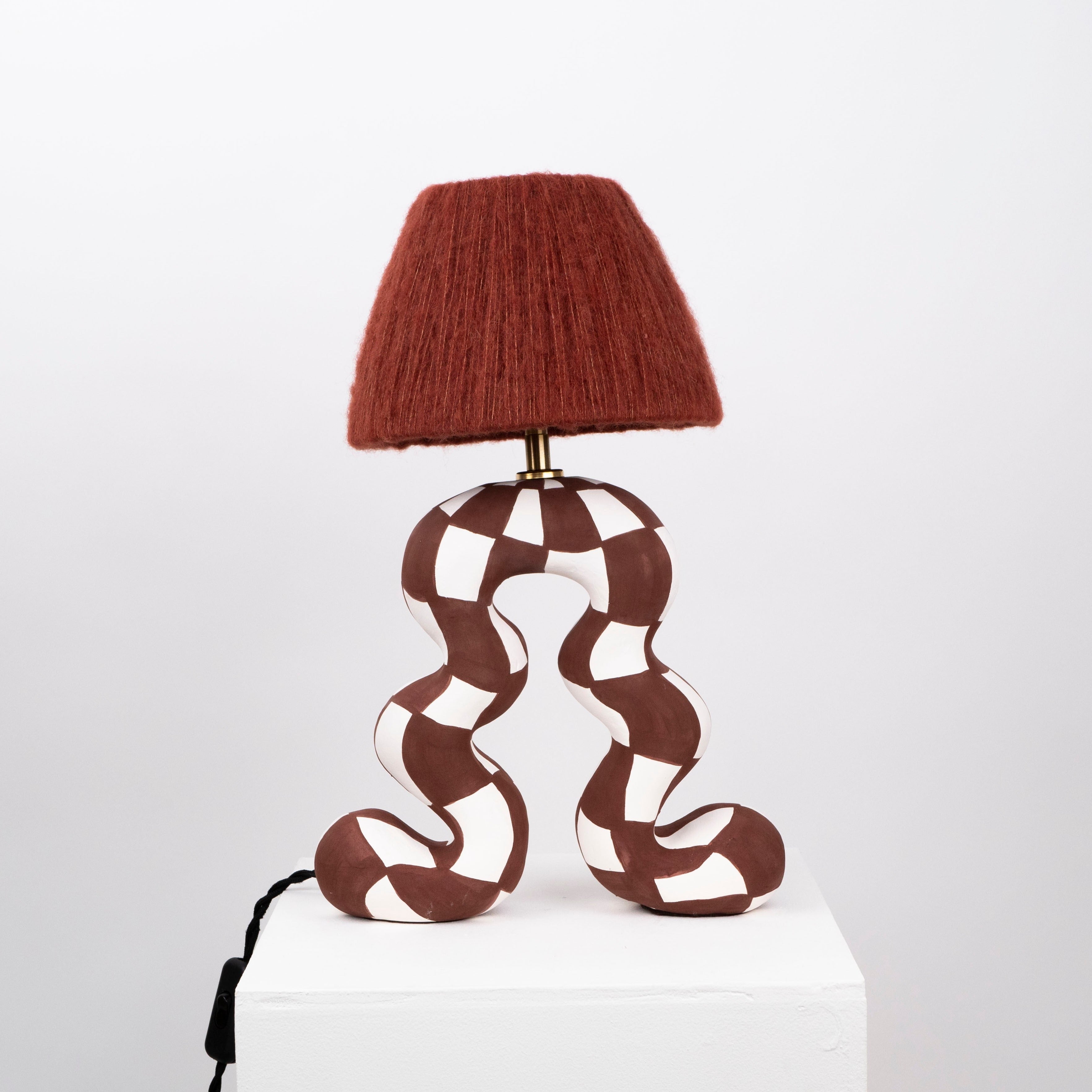 'Wiggle' Table Lamp - Brown&White Checkerboard – Hannah Simpson Studio