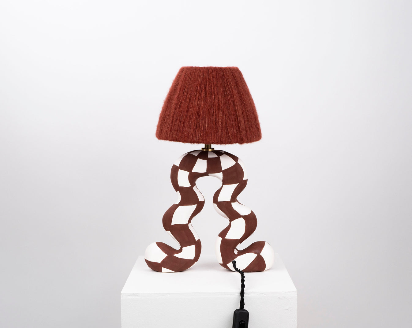 'Wiggle' Table Lamp - Brown & White Checkerboard – Hannah Simpson Studio